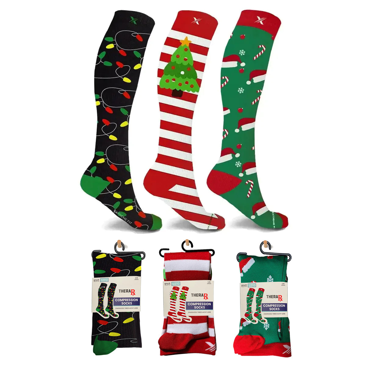 HOLIDAY CHEER COMPRESSION SOCKS - 3 ASST STYLES – The American Gift Company